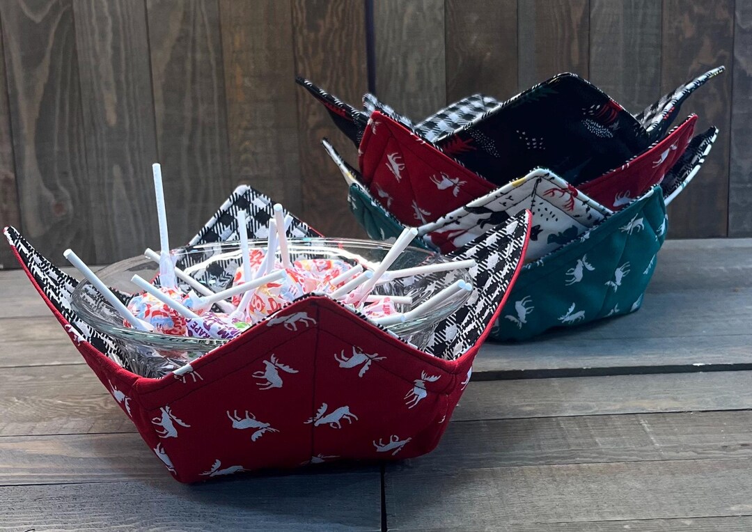 Reversible Bowl Cozy: Moose & Bear Print, Microwavable Cotton - Etsy