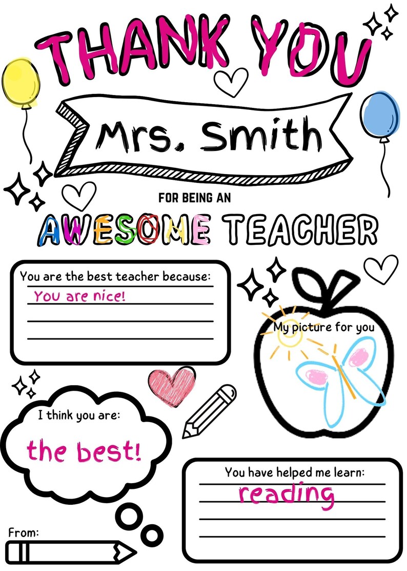 Teacher Thank You Coloring Page, Teacher Appreciation Week Printable ...