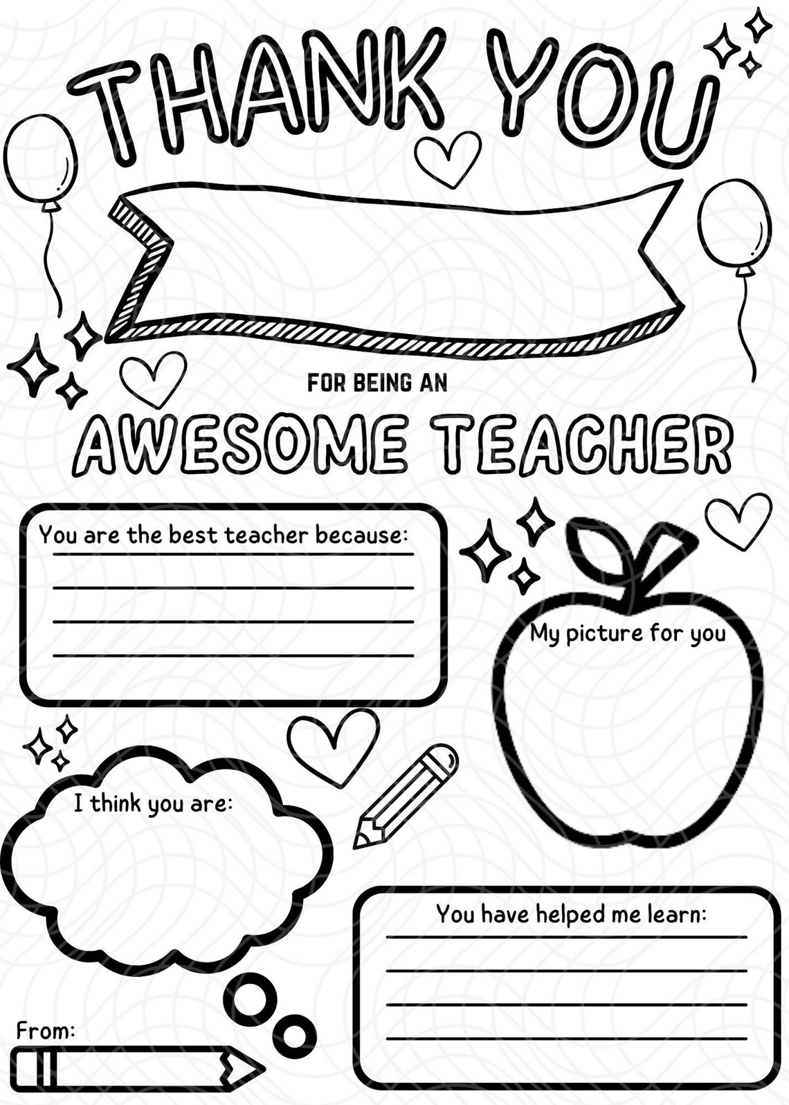 Teacher Thank You Coloring Page, Teacher Appreciation Week Printable ...
