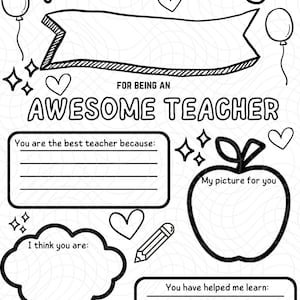Teacher Thank You Coloring Page, Teacher Appreciation Week Printable ...
