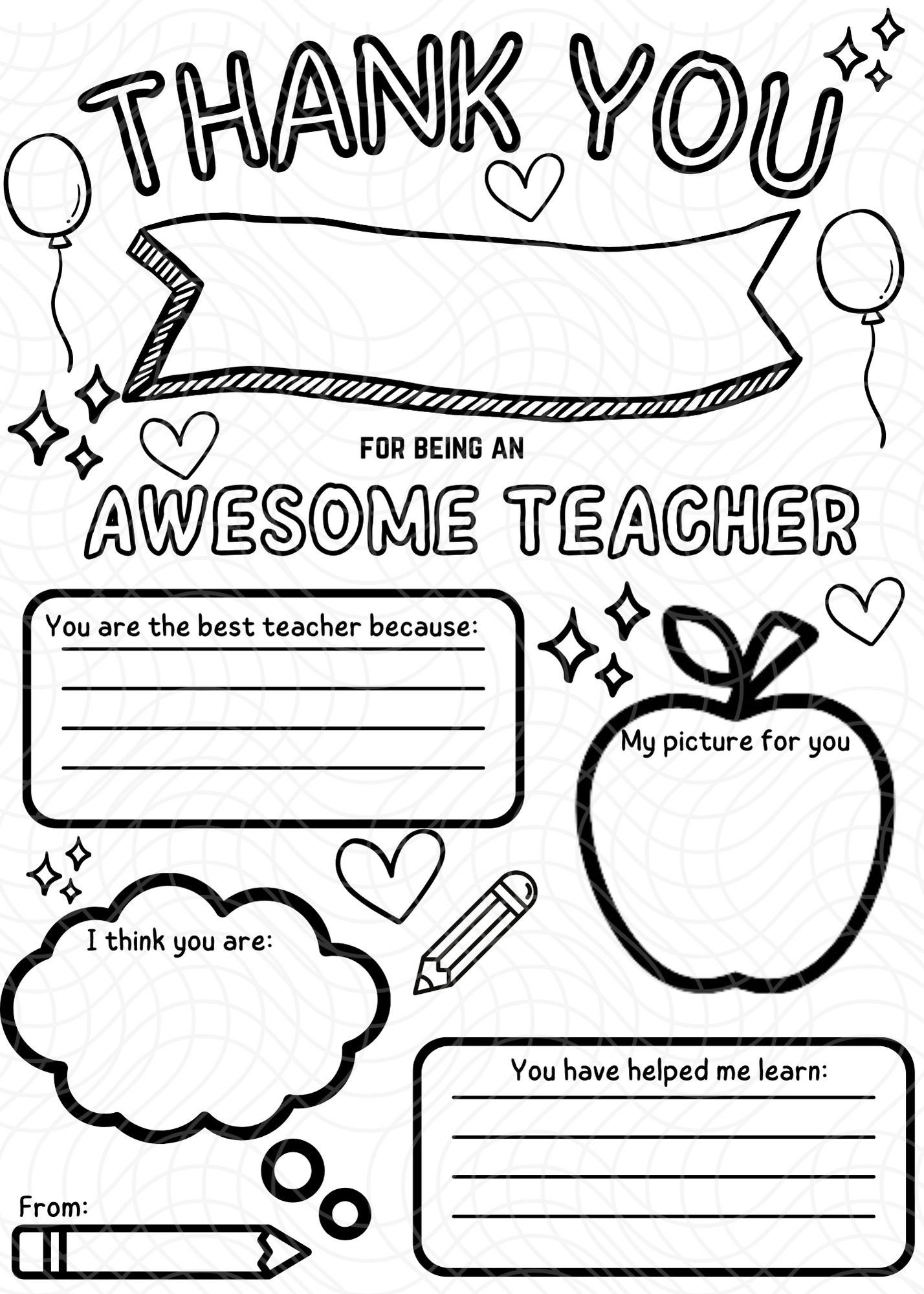 Teacher Thank You Coloring Page, Teacher Appreciation Week Printable ...