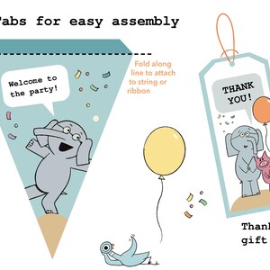 Mo Willems Inspired PDF Birthday Party Kit - Piggie & Elephant , Pigeon ...