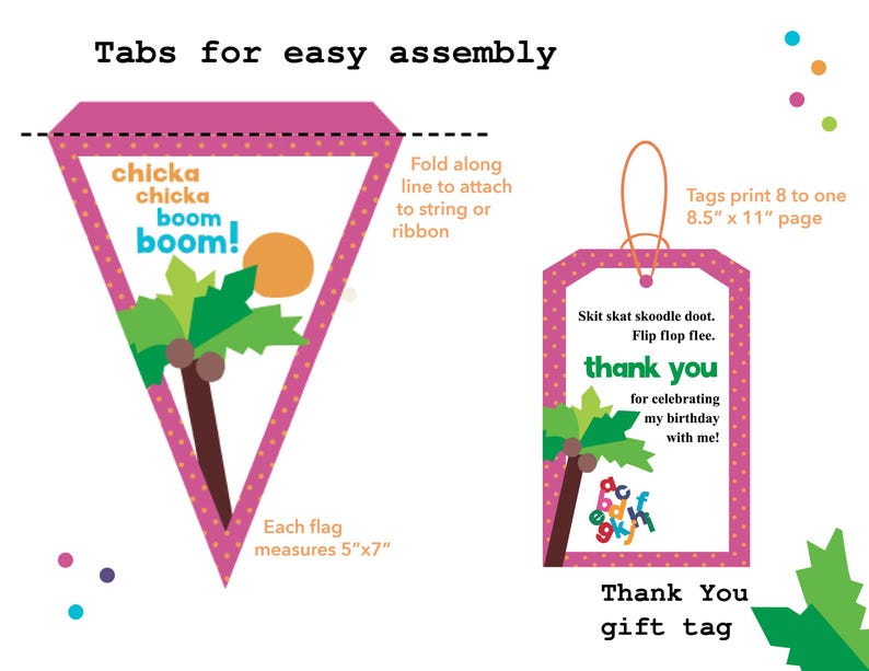 Chicka Chicka Boom Boom Birthday Party Banner + FREE Gift Tags, PINK ...