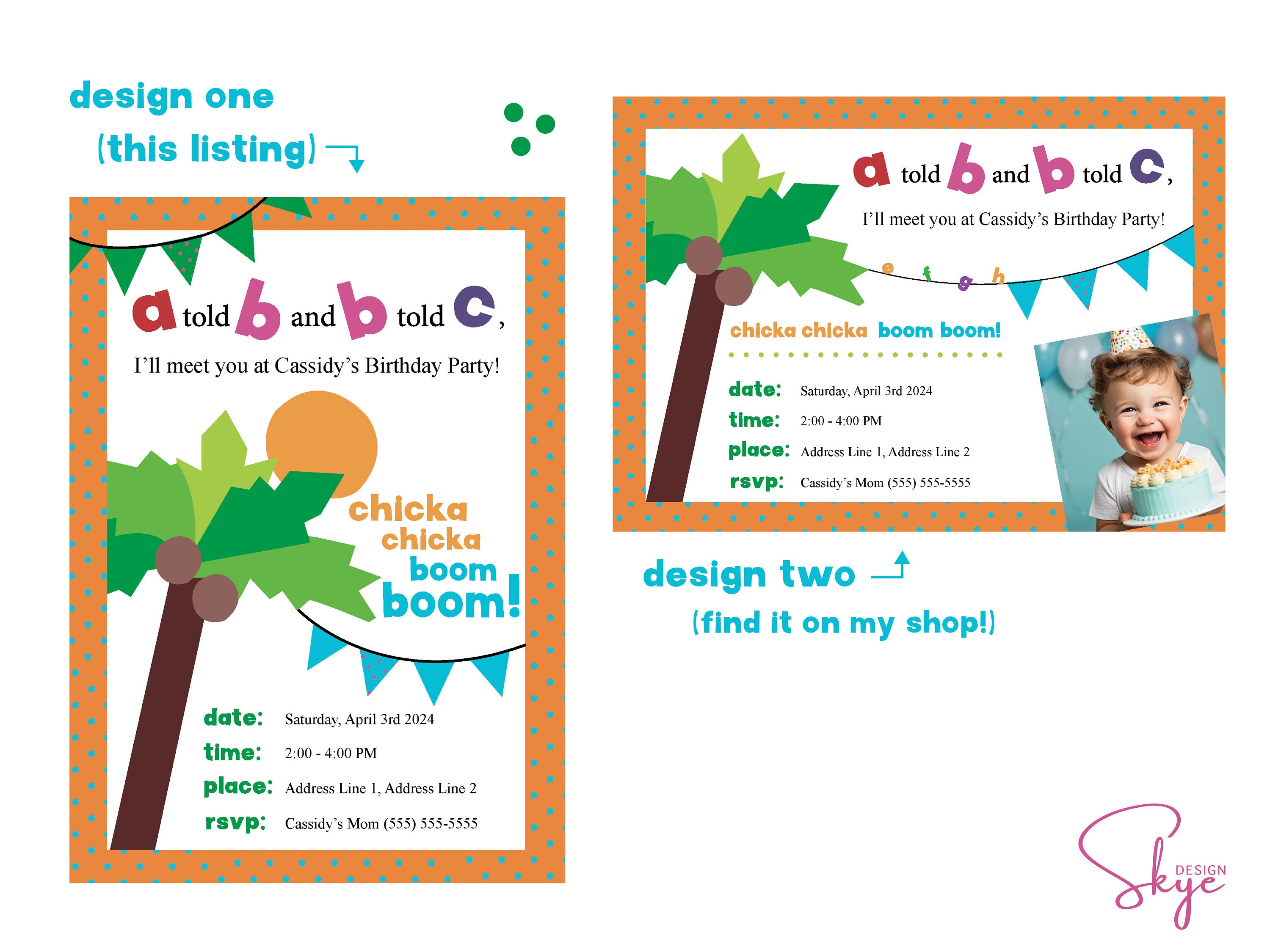 Chicka Chicka Boom Boom Birthday Invitation Downloadable Template ...
