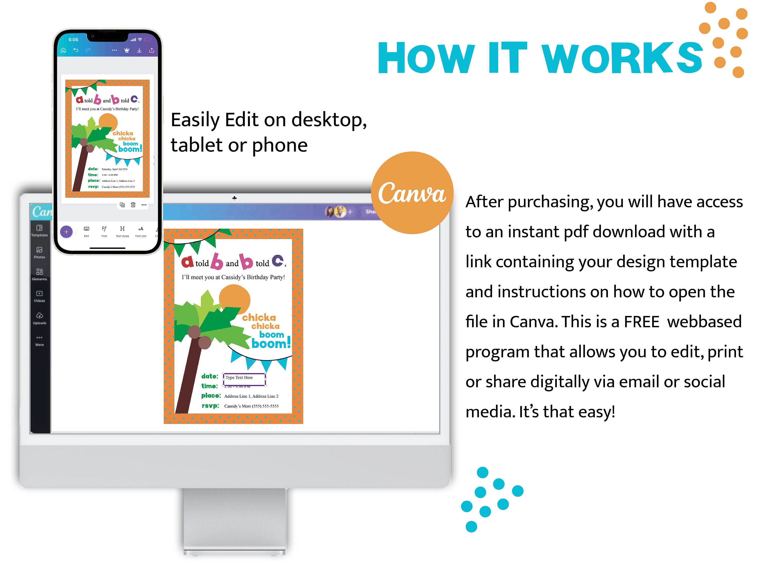 Chicka Chicka Boom Boom Birthday Invitation Downloadable Template ...