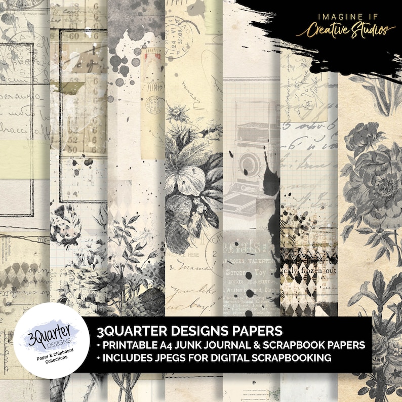Past Treasures A4 Papers 3quarter Designs Junk Journal Papers Digital ...
