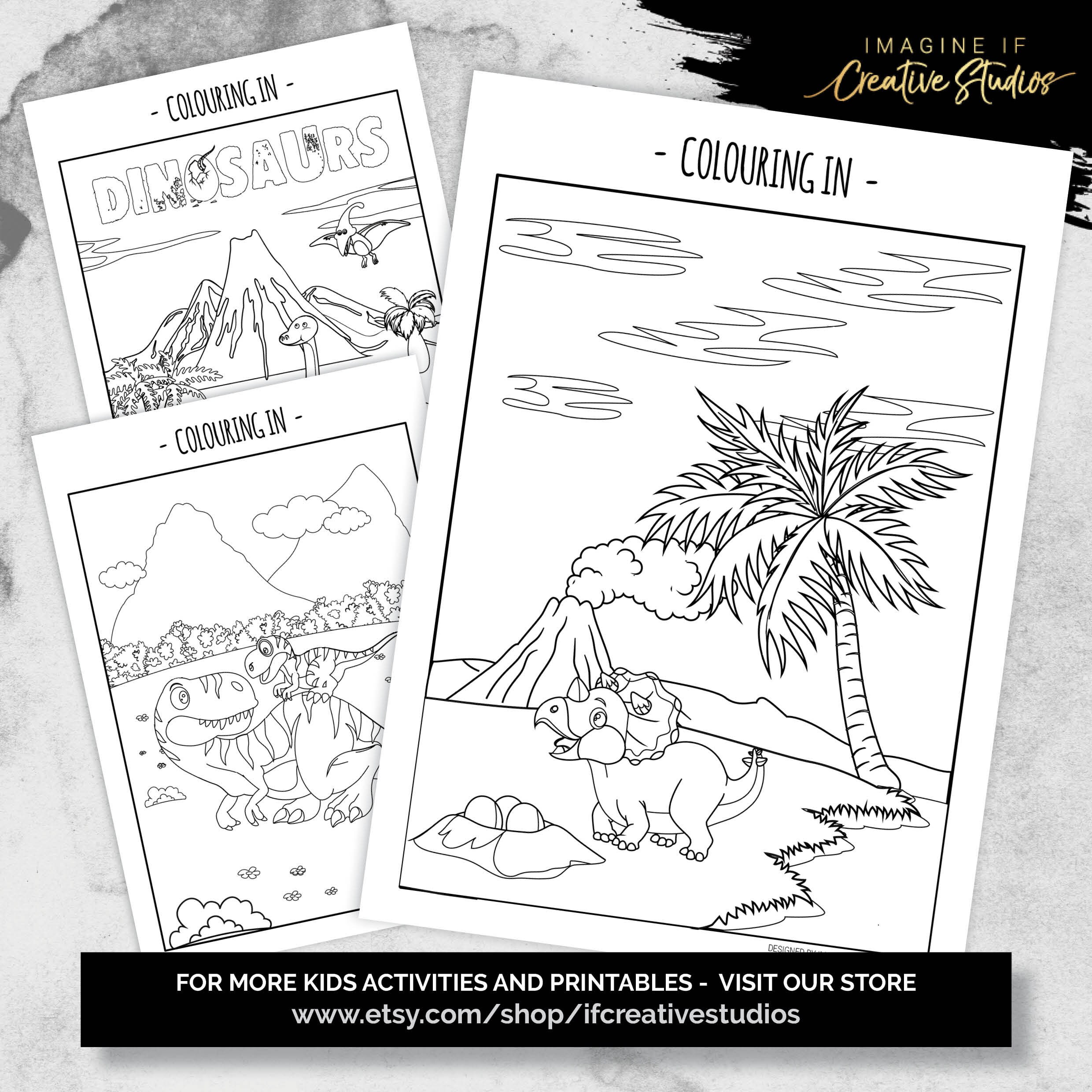 Dinosaur Colouring Pages Kids Activities Digital Download Quarantine ...