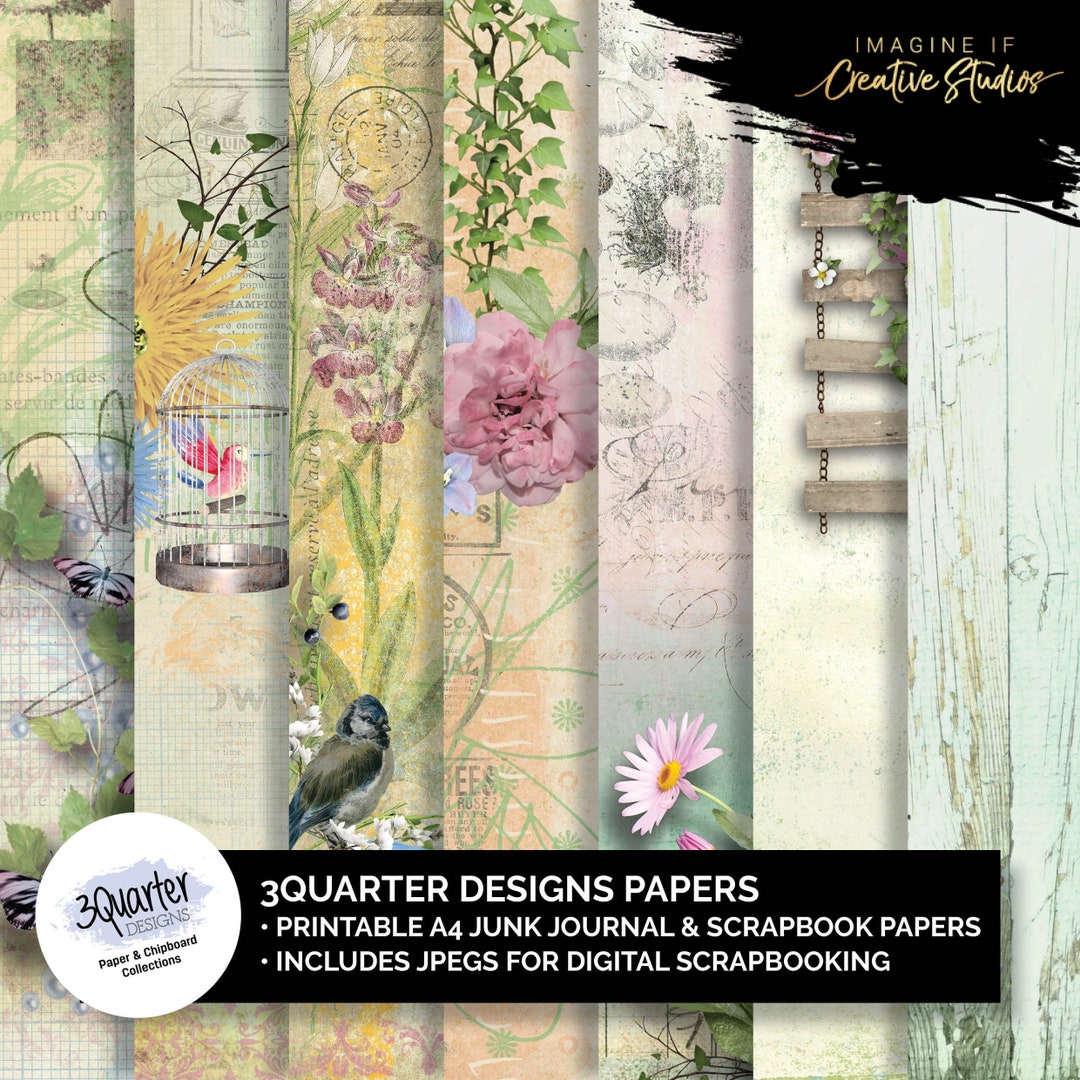 Secret Garden | A4 Papers | 3quarter Designs | Junk Journal Papers ...