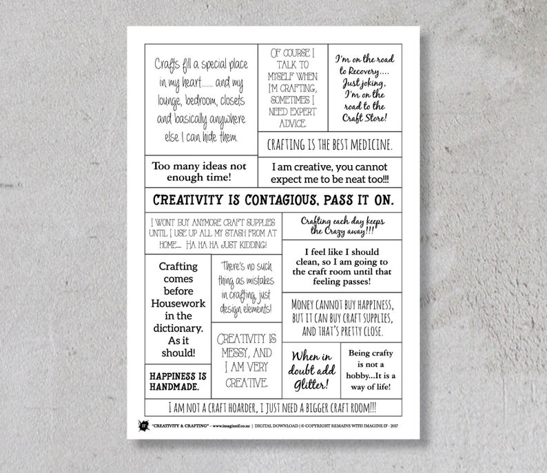 Creativity - Scrapbooking/card Making Quote Sheet **DIGITAL DOWNLOAD ...