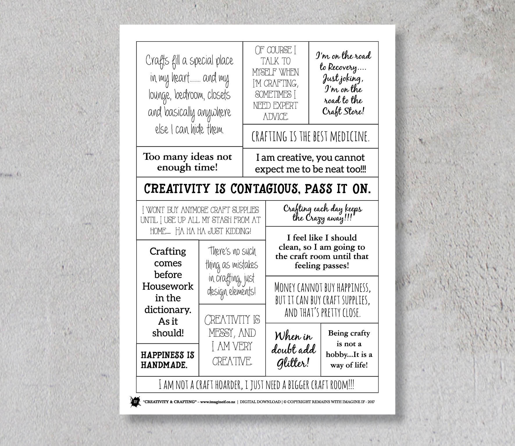 Creativity - Scrapbooking/card Making Quote Sheet **DIGITAL DOWNLOAD ...