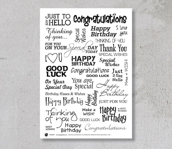 Cards Scrapbooking/card Making Quote Sheet DIGITAL - Etsy