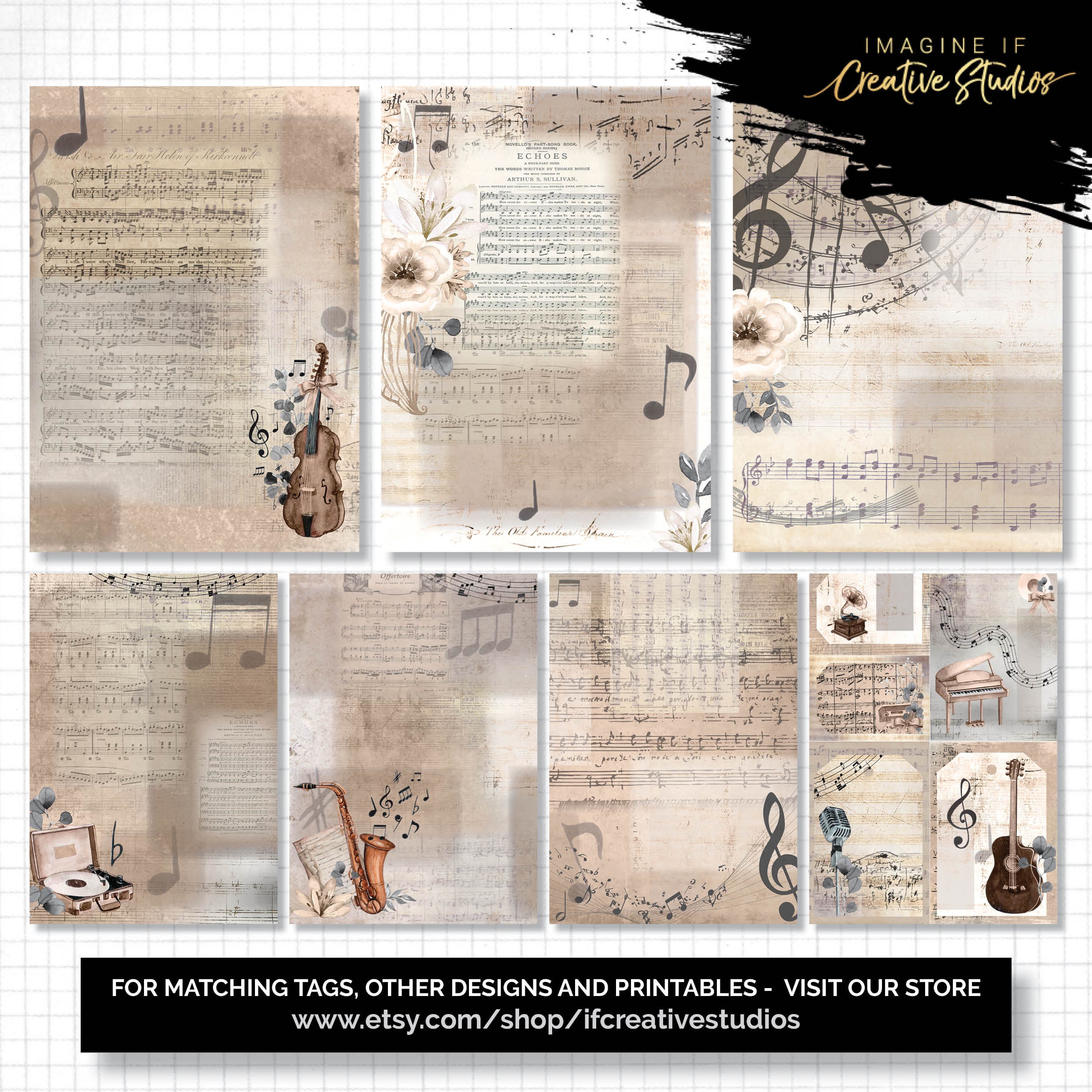 Melodys Song | A4 Papers | 3quarter Designs | Junk Journal Papers ...