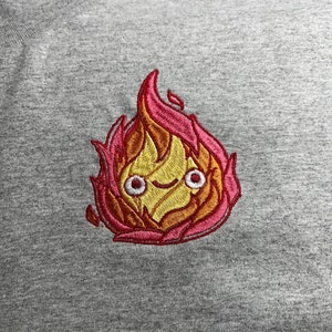 Embroidered Calcifer Shirt - Etsy