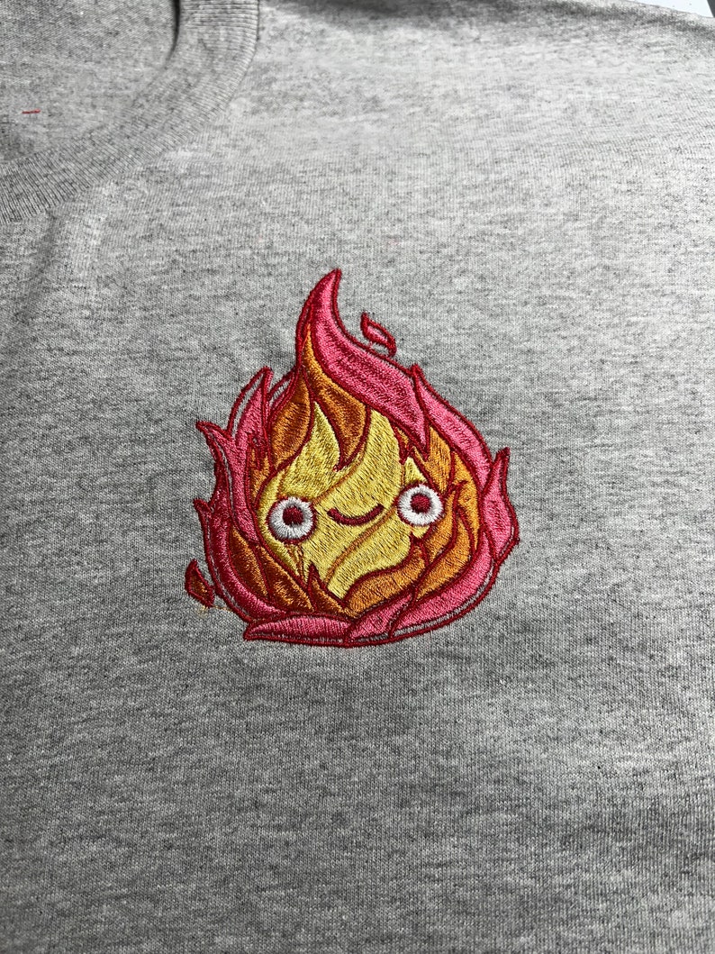 Embroidered Calcifer Shirt - Etsy