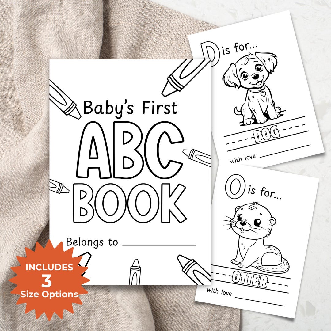 Baby Shower ABC Coloring Book: First Alphabet Keepsake (instant ...