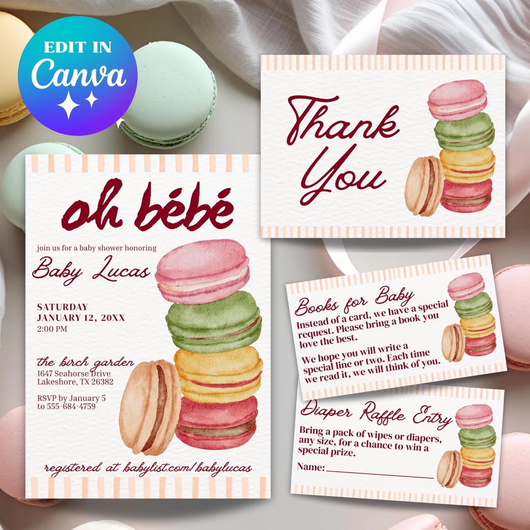 French Baby Shower Invitation Bundle, Gender-neutral Baby Shower ...