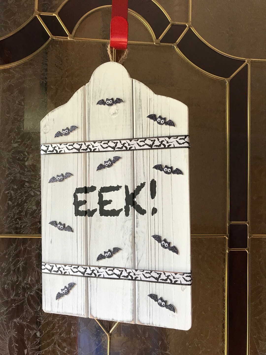 EEK!!!! White Washed Bat Design Sign Welcomes Visitors to Your ...
