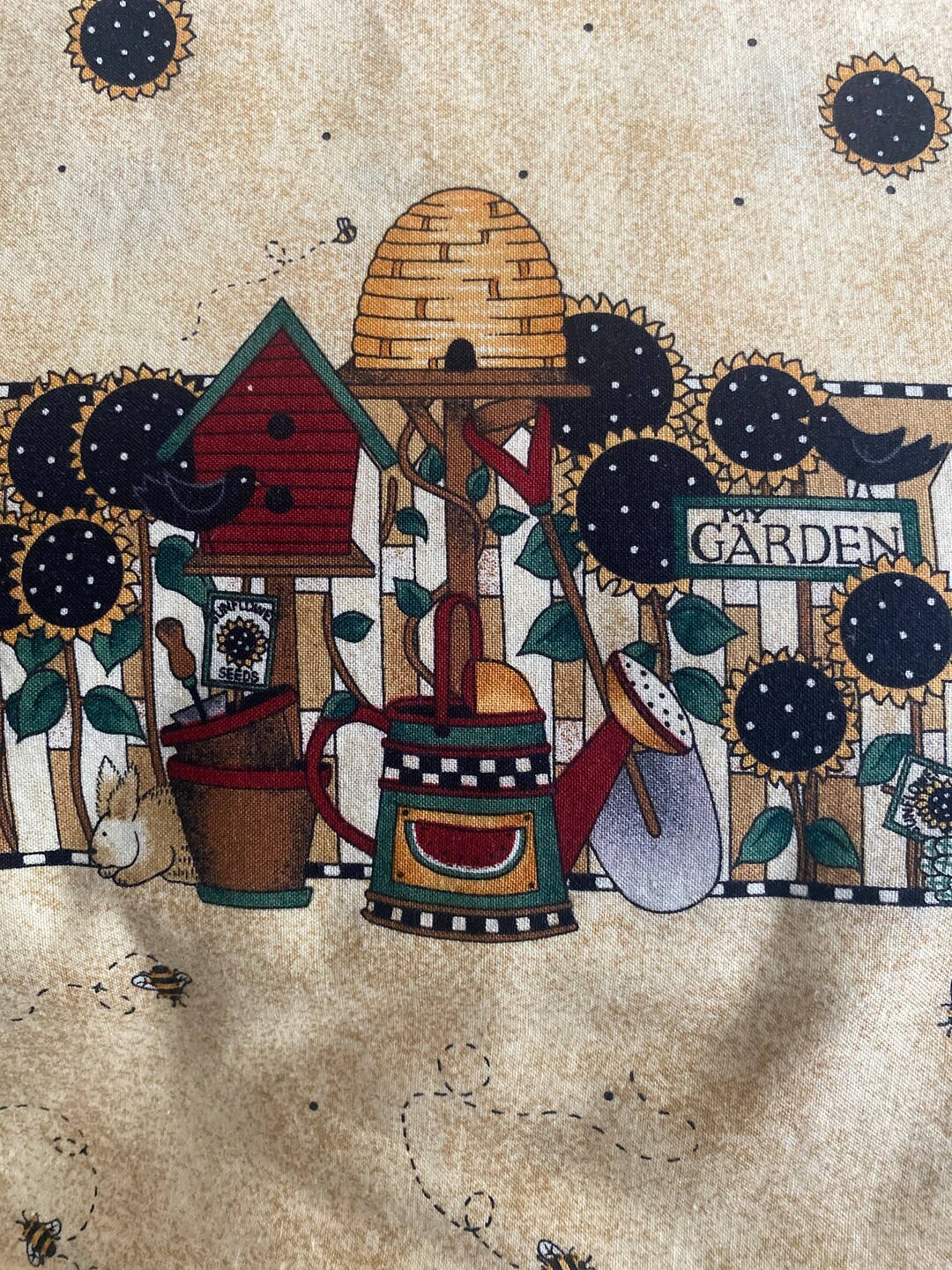 This Debbie Mumm Fabric Has a Spring Design With a White Picket Fence ...