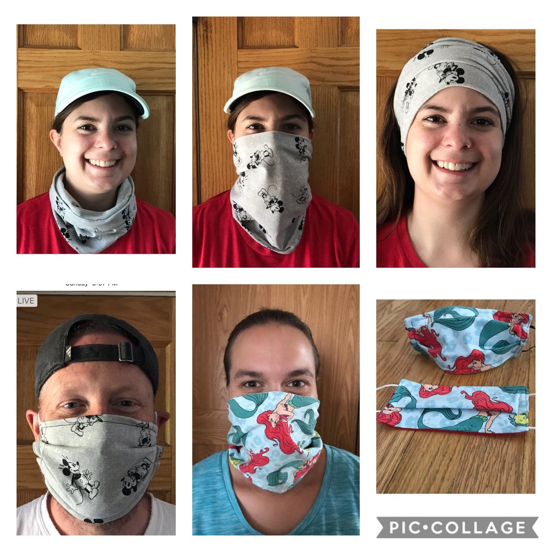 Classic Mickey Mouse & Ariel Design Adult Face Masks, Face Covering ...