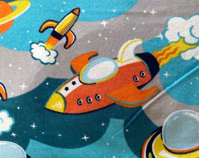 Brightly Colored Outer Space Print Snuggle Flannel Fabric is Perfect ...