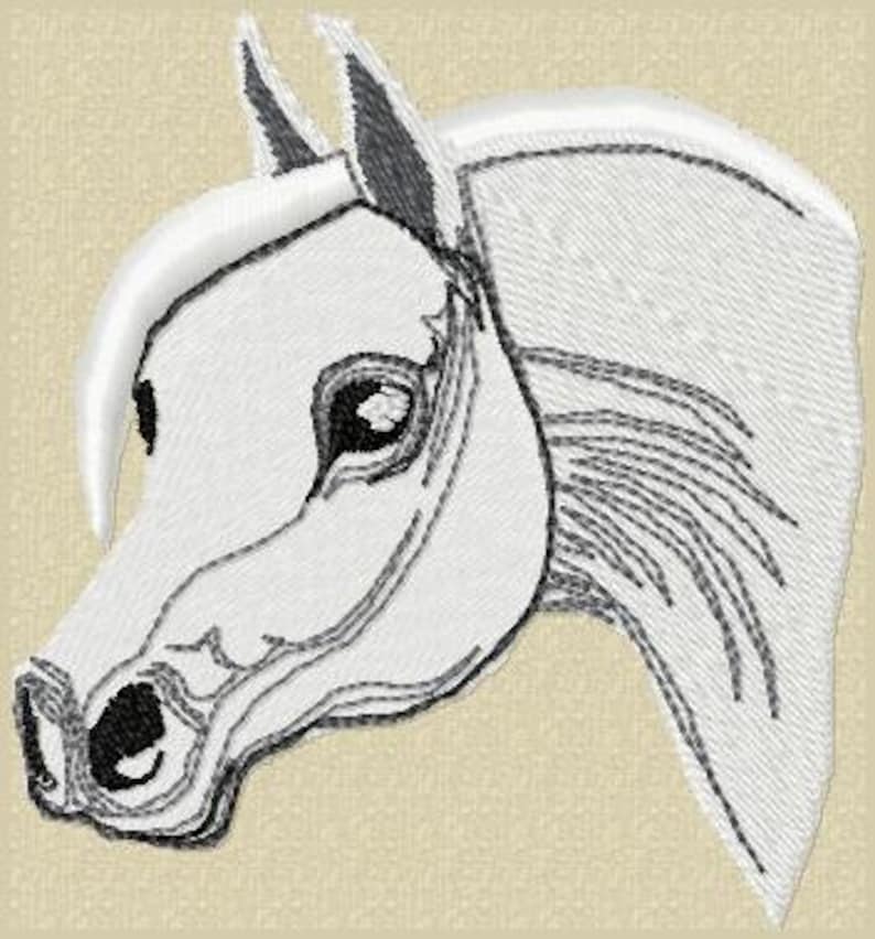White Arabian Head Profile Embroidery Machine Design Equine Horse - Etsy