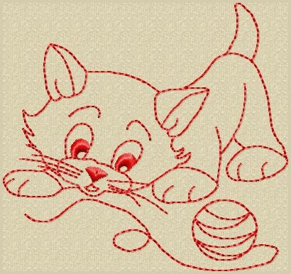 Redwork Cats Quilting Outline Embroidery Machine Design - Etsy