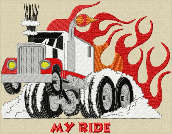 Large Hoop 9 X 8 My Ride Peterbilt Rig Cartoon Embroidery | Etsy