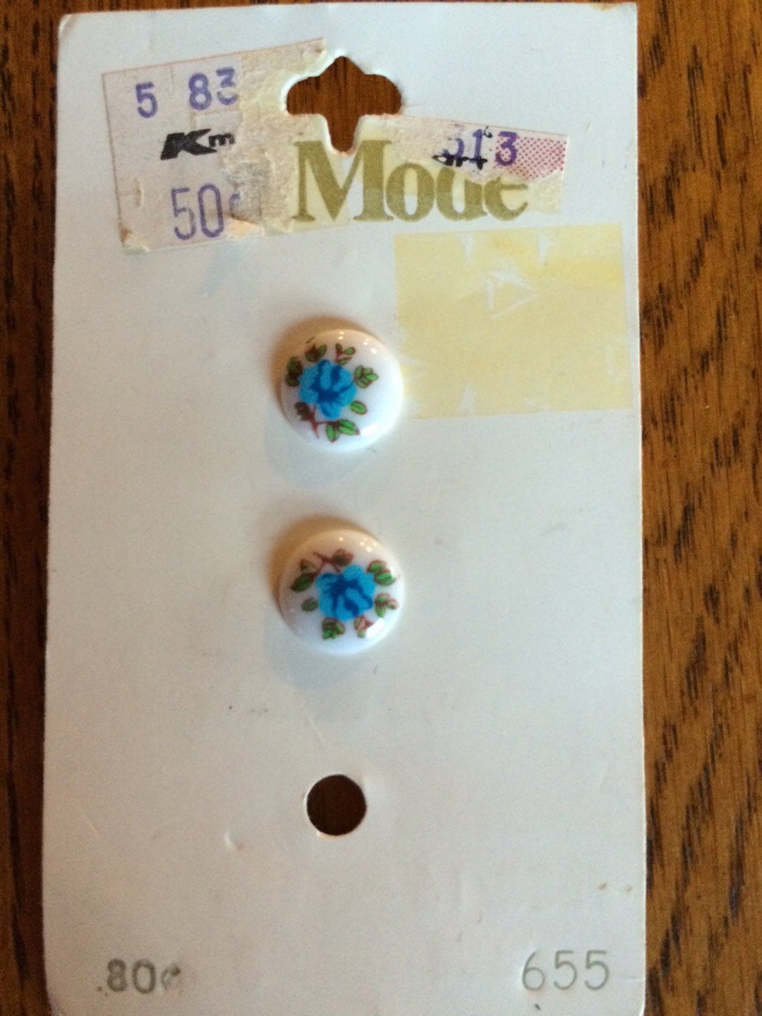 Vintage La Mode Buttons Blue Flower on White Button. Original Card - Etsy