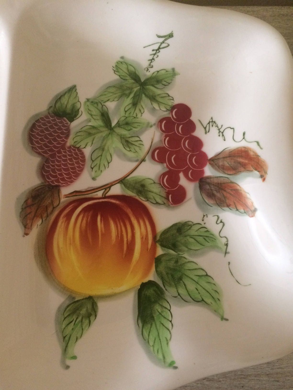 Vintage Ceramic Serving Platter Fruit design Divided | Etsy