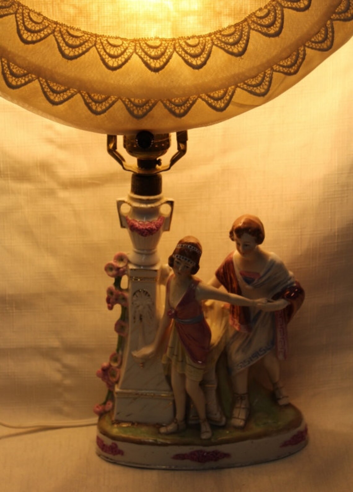 Vintage1920s Porcelain Germany Lamp, Romantic Couple, Fine Porcelain ...