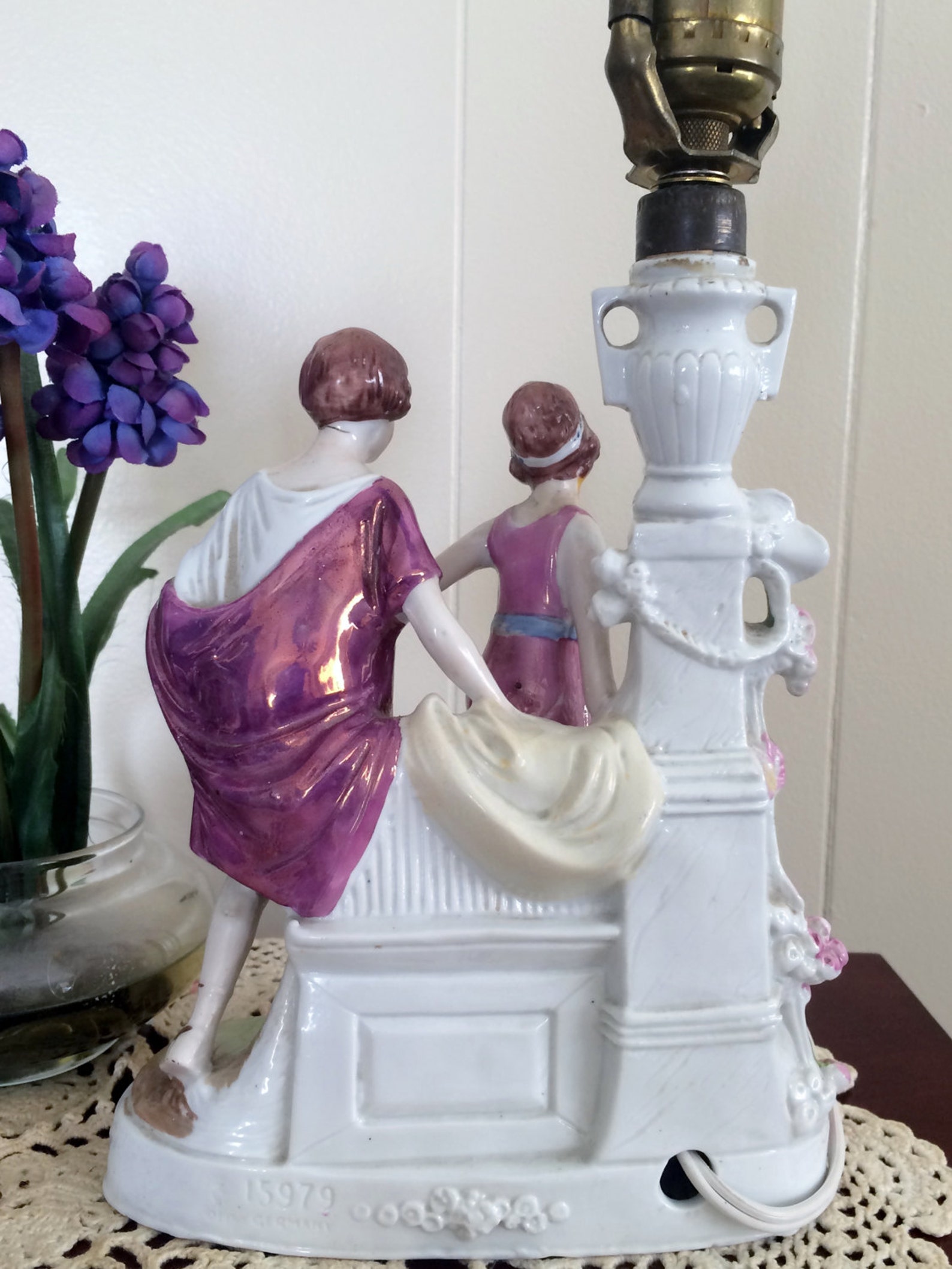 Vintage1920s Porcelain Germany Lamp, Romantic Couple, Fine Porcelain ...