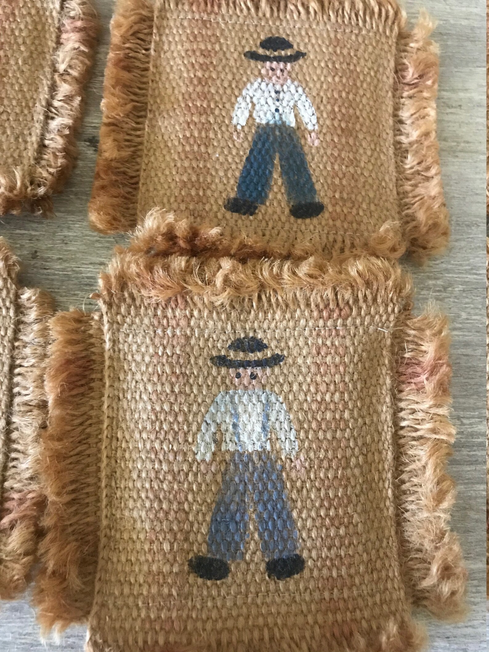 Vintage Coasters Four Burlap Coasters Home and Living - Etsy