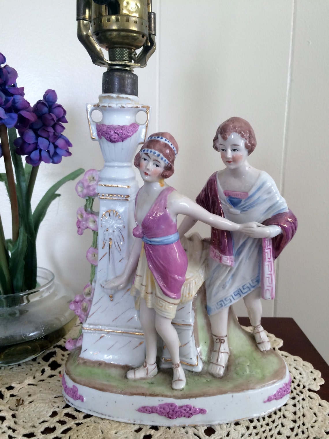 Vintage1920s Porcelain Germany Lamp, Romantic Couple, Fine Porcelain ...
