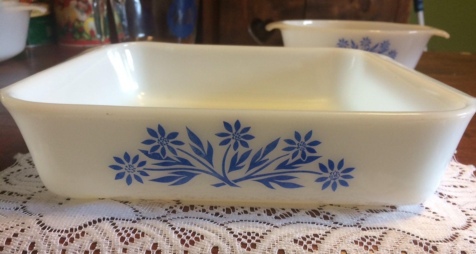 Anchor Hocking Fire King 435 Glass Baking Dish with Wood Serving Tray ...