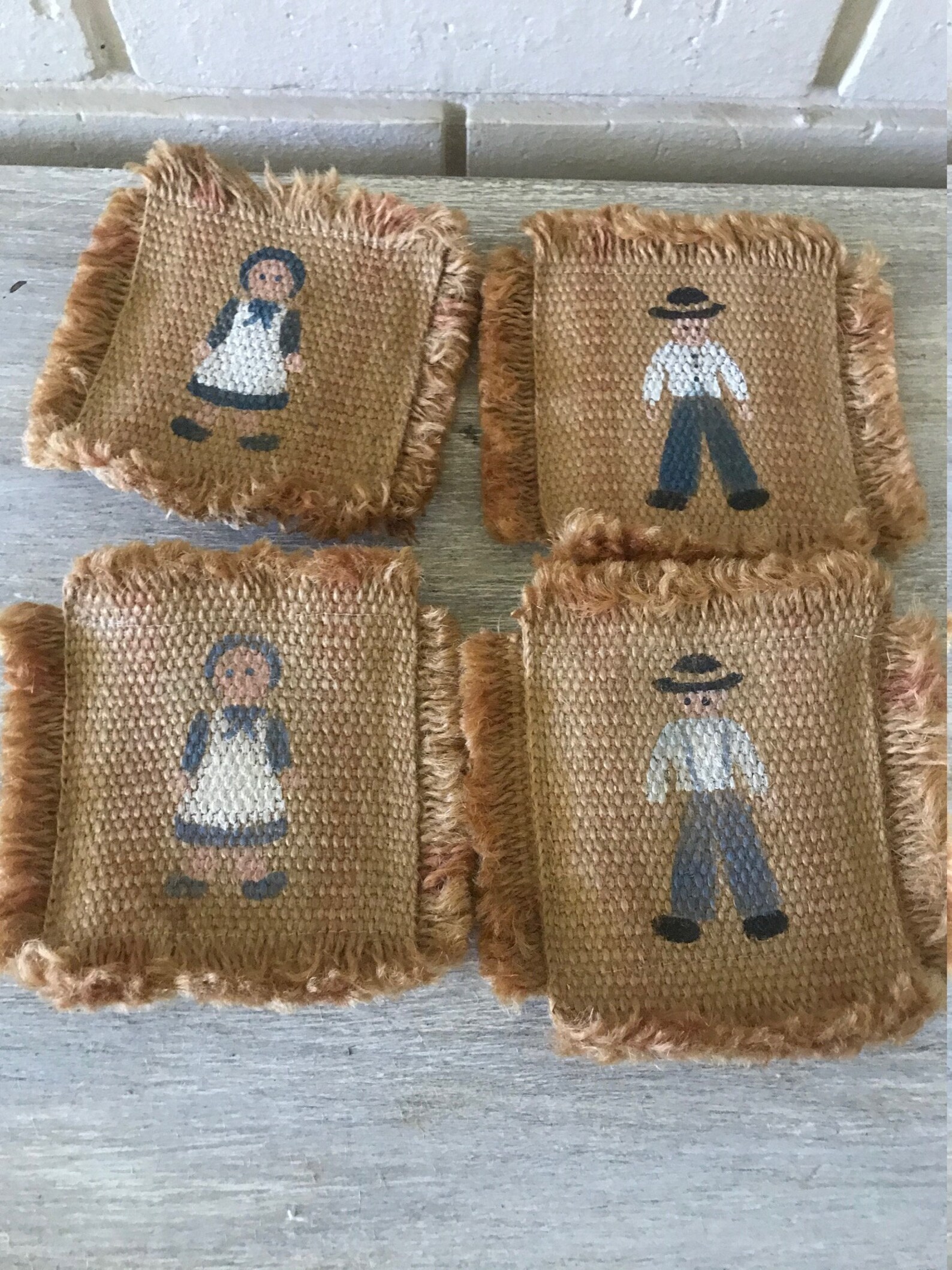Vintage Coasters, Four Burlap Coasters, Home and Living, - Etsy