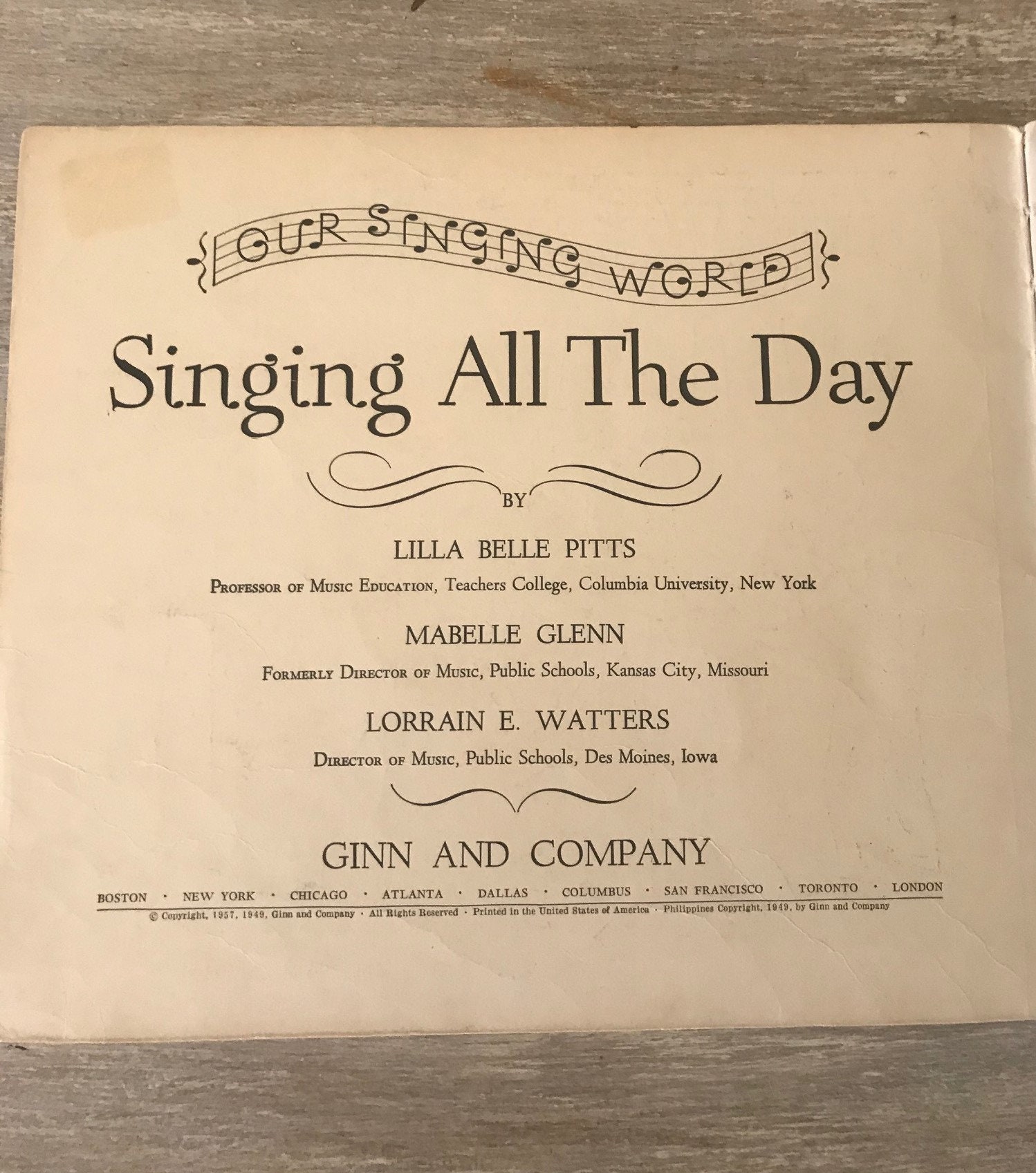 Vintage Child Song Book, Singing All the Day, 49 and 50's, Song Book ...