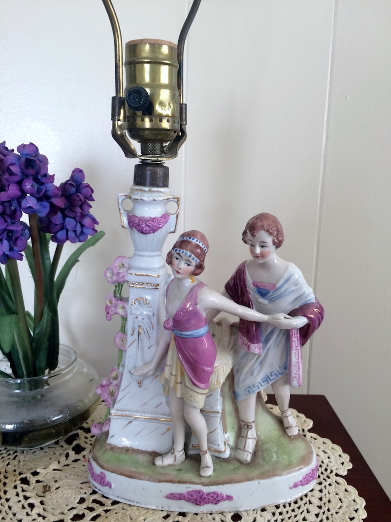 Vintage1920s Porcelain Germany Lamp, Romantic Couple, Fine Porcelain ...