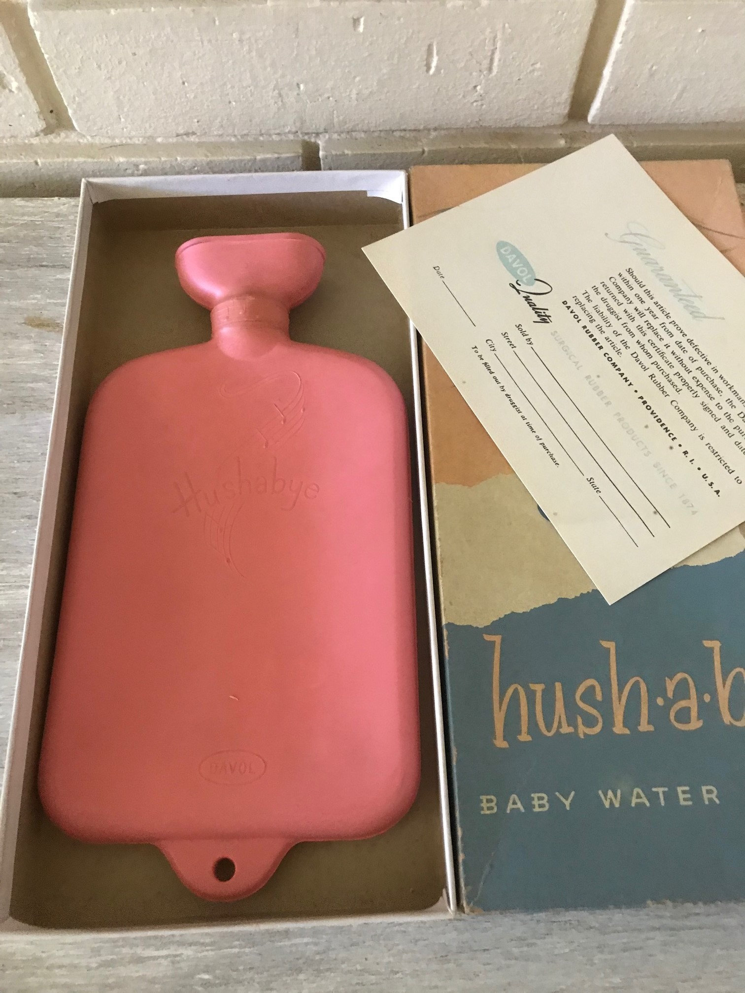 Vintage Davol Baby Hot Water Bottle, Hush a Bye Pink Rubber Bottle, in ...