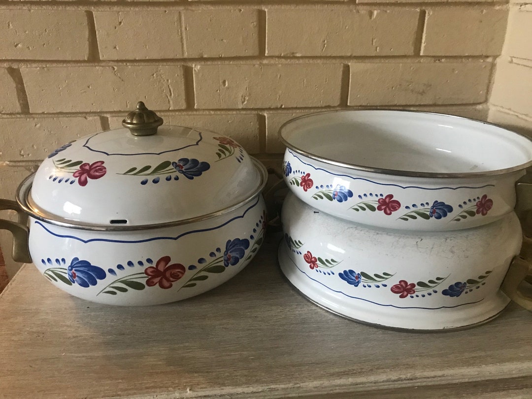 Vintage Enamel Cookware, Floral Cookware From the 70's, Kitchen and ...