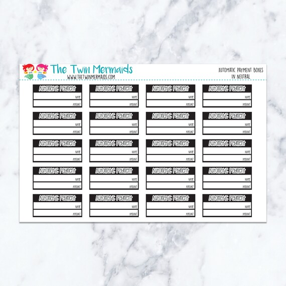 Automatic Payment Boxes in Neutral Planner Stickers - Etsy