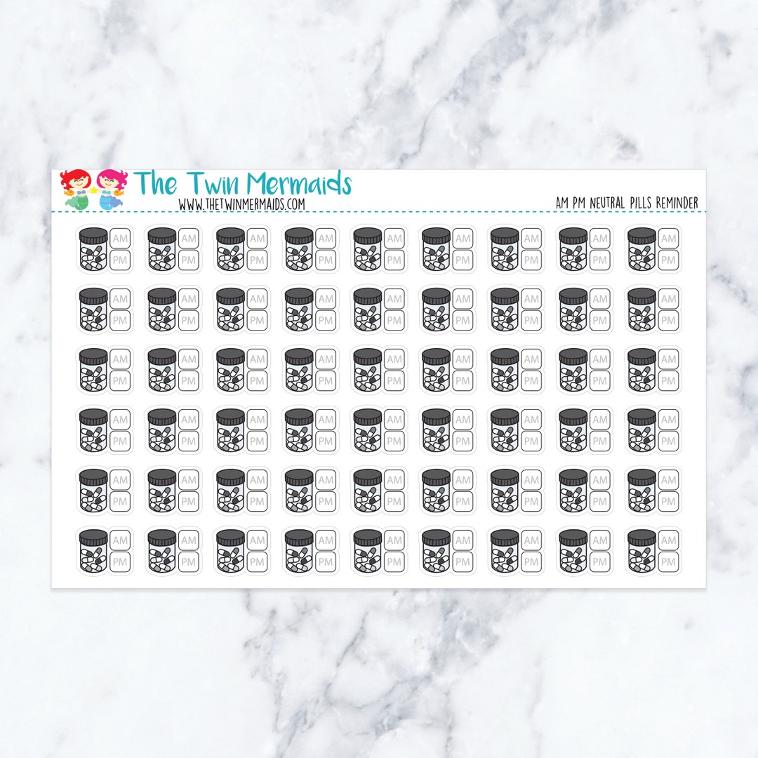 AM PM Neutral Pill Reminder Planner Stickers - Etsy