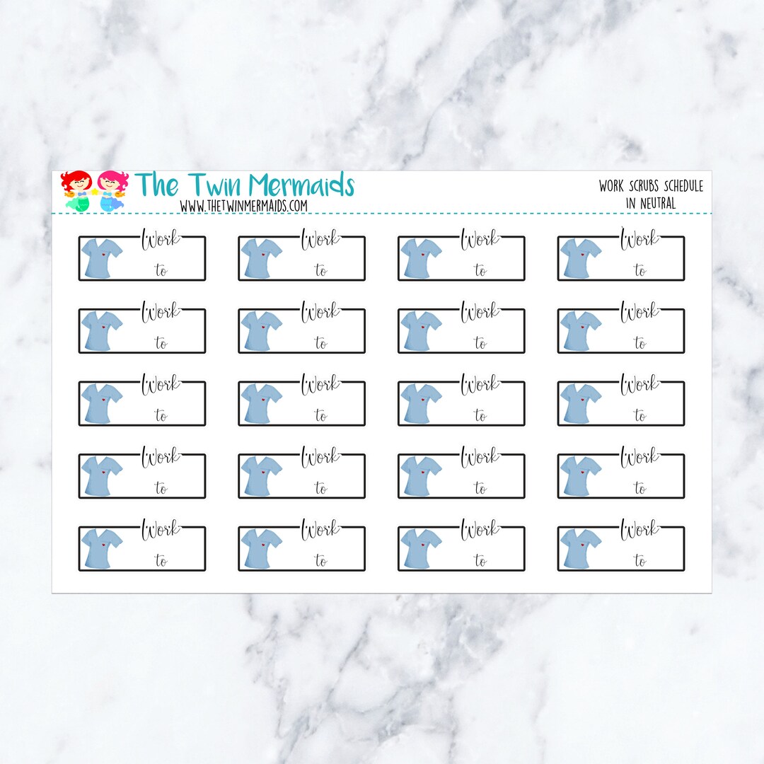 Work Scrubs Schedule in Neutral Planner Stickers - Etsy
