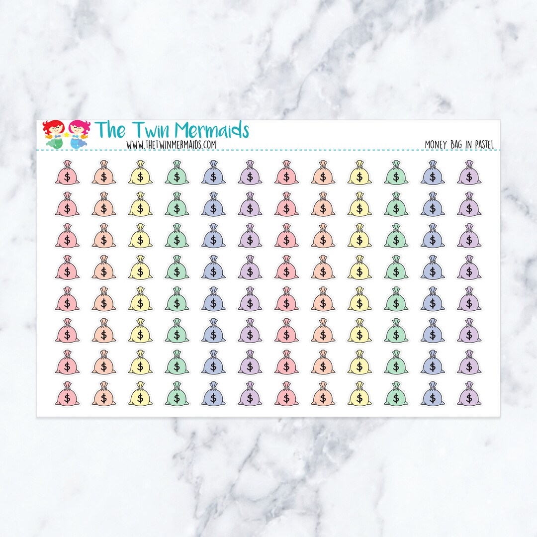 Money Bag Pastel Planner Stickers - Etsy