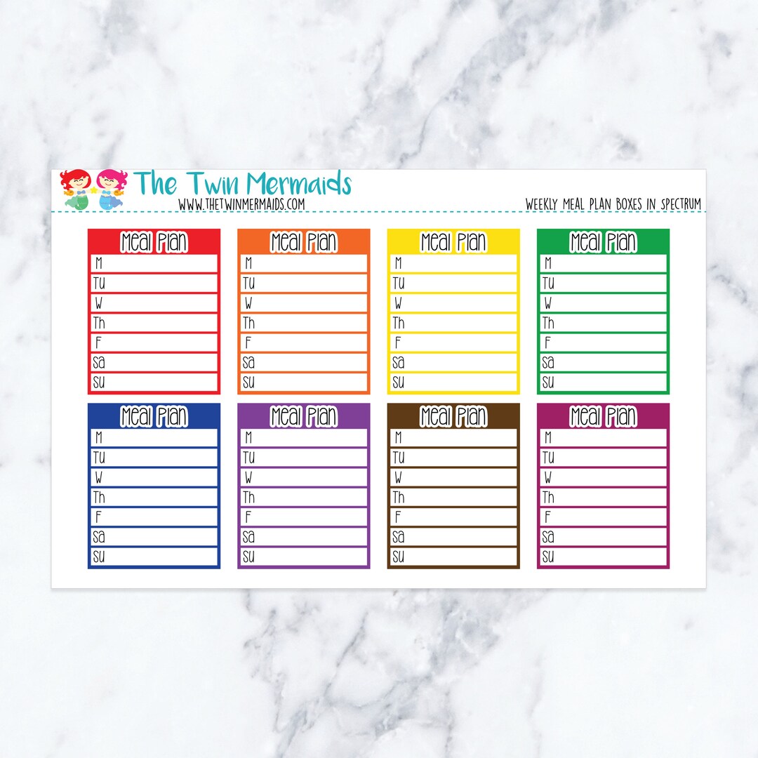 Weekly Meal Plan Boxes in Spectrum Planner Stickers - Etsy