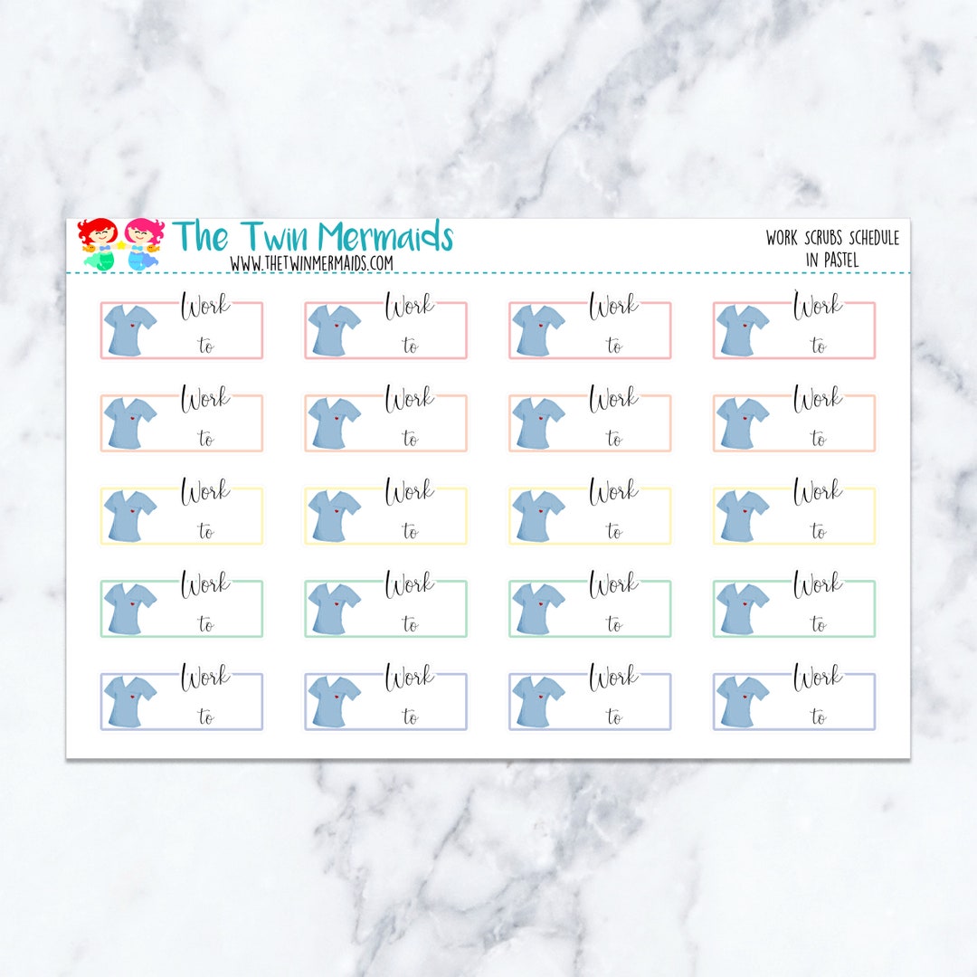 Work Scrubs Schedule in Pastel Planner Stickers - Etsy