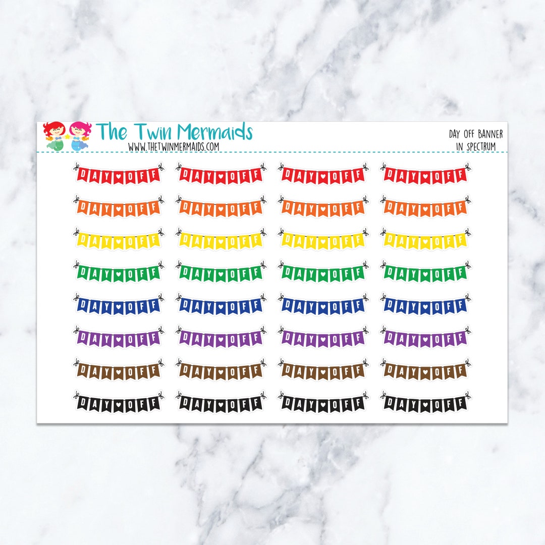 Day off Banner in Spectrum Planner Stickers - Etsy