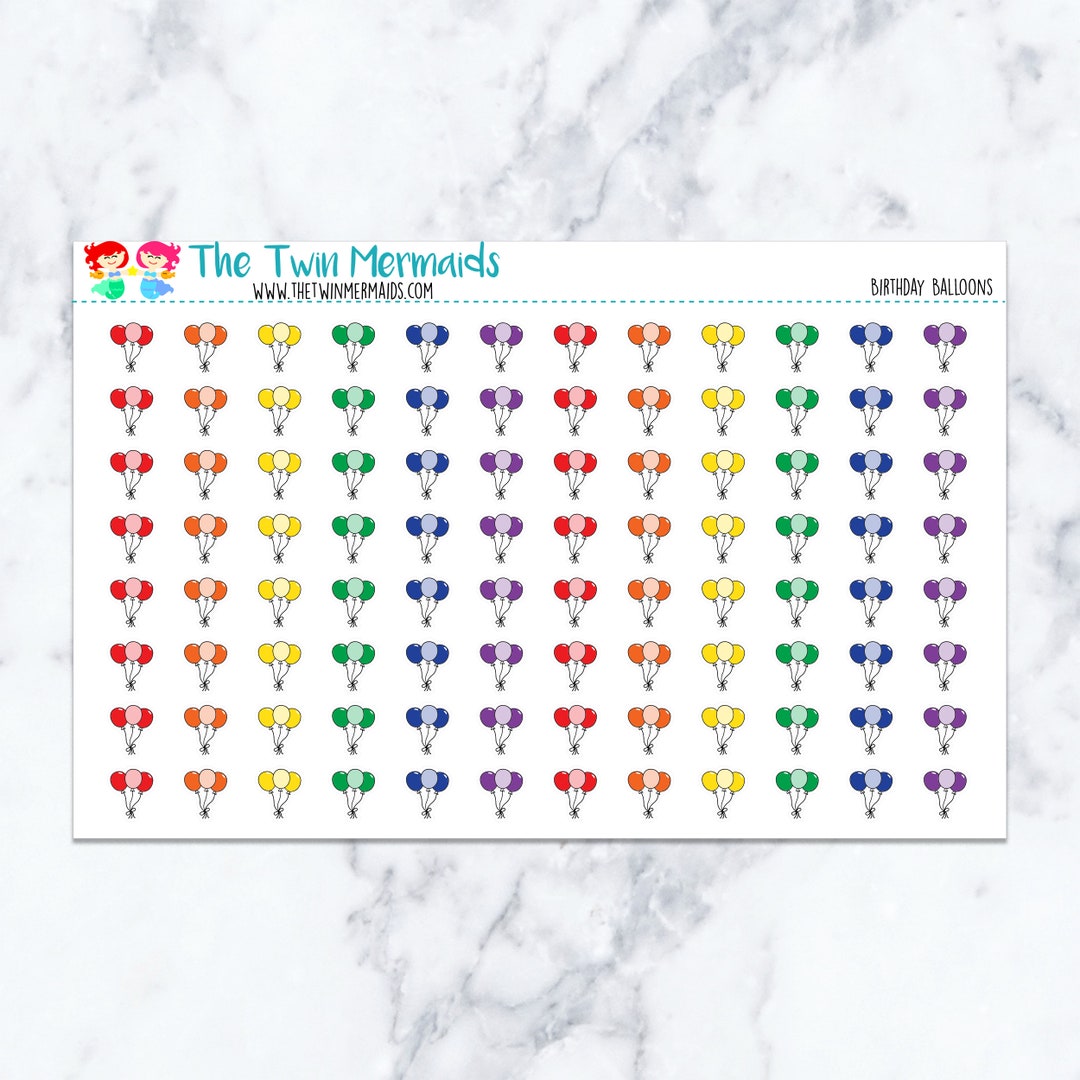 Birthday Balloons Planner Stickers - Etsy