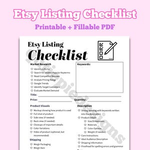 Simple Etsy Listing Checklist | Checklist for Etsy Listing for New Shop ...