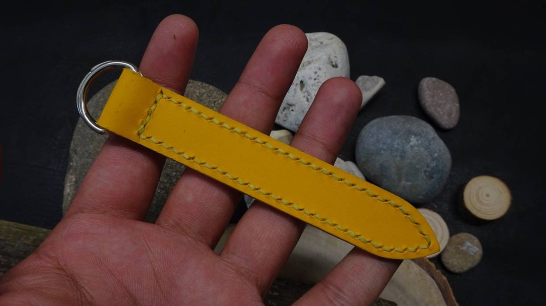 Personalized Yellow Leather Keychain, Custom Engraved Key Chain Gifts ...