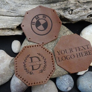 Octagon Shape Leather Patch for Bag Jacket Hat, Leather Name Tag ...